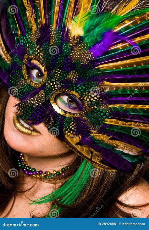 Close Up Of Woman In Mardi Gras Mask Stock Image Image 28924881