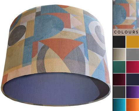 Art Deco Lampshade Earthy Geometric Print Handmade Light Shade By Etsy