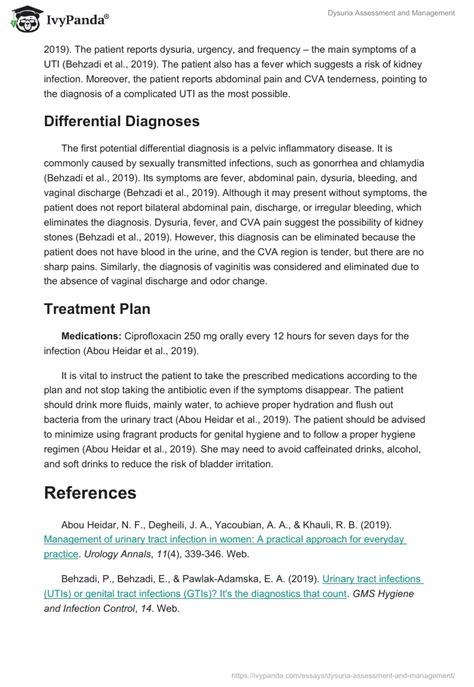 Dysuria Assessment And Management Words Case Study Example