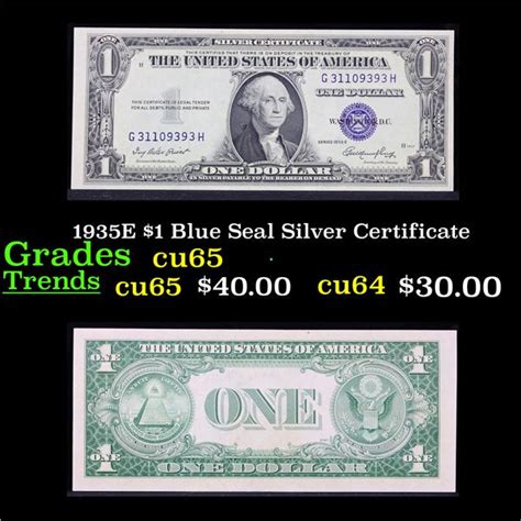 1935e 1 Blue Seal Silver Certificate Grades Gem Cu