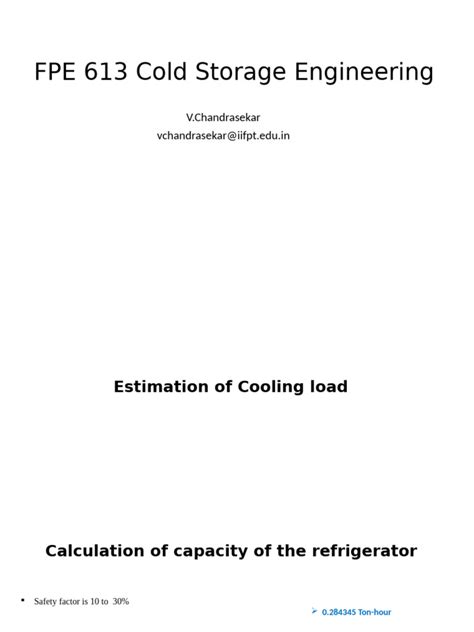 lecture 3 cooling load estimation pdf refrigeration electric power