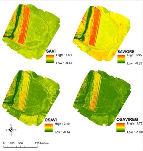 Spatial Distribution Of Vegetation Indices Savi Savigre Osavi And Download Scientific