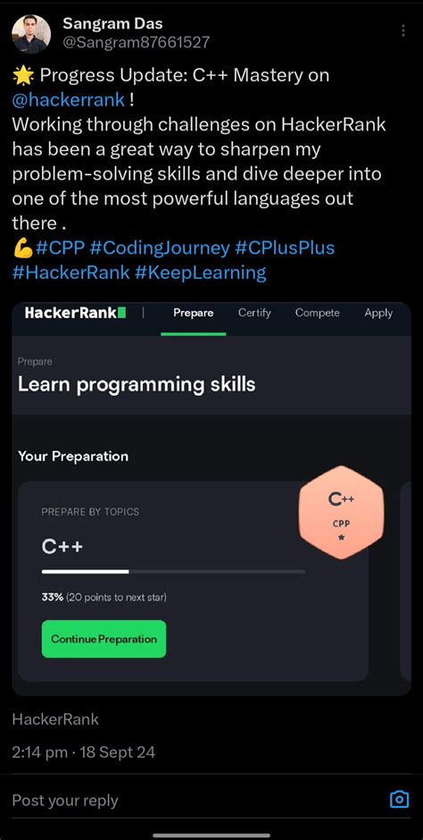 Sangram Das On Linkedin Programming Cpp Hackerrank