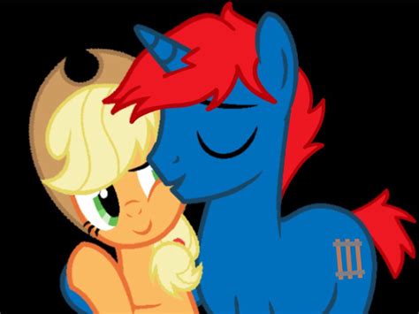 Train Track Giving Applejack A Sweet Loving Kiss By Ry Bluepony1 On