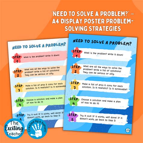 ‘need To Solve A Problem A4 Display Poster Problem Solving Strategies Exciting Teacher Hub