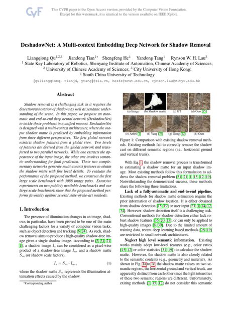 Qu DeshadowNet A Multi-Context CVPR 2017 Paper | PDF | Information ...