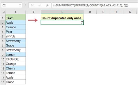 How To Count Same Or Duplicate Values Only Once In A Column