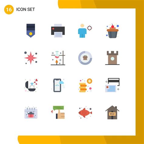Universal Icon Symbols Group Of 16 Modern Flat Colors Of Food Cake Hardware Position Human