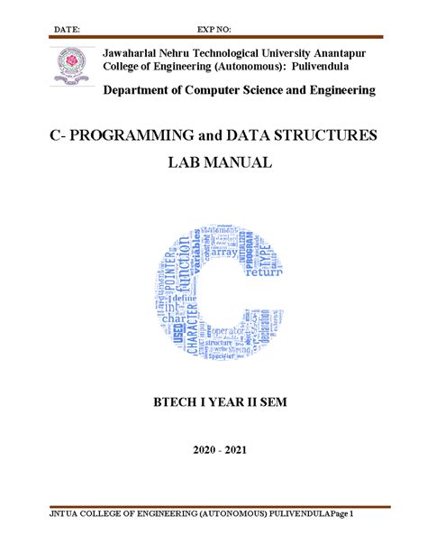 C Programming And Data Structures Lab Jawaharlal Nehru Technological