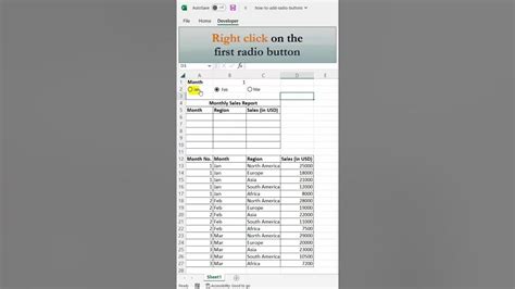 How To Insert Radio Buttons In Excel Youtube