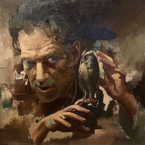 Proantic Jean Desparbes Self Portrait With An Owl