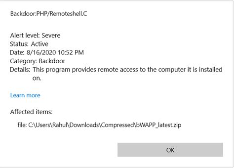 penetration test windows 10 showing me that bwapp contains a reverse
