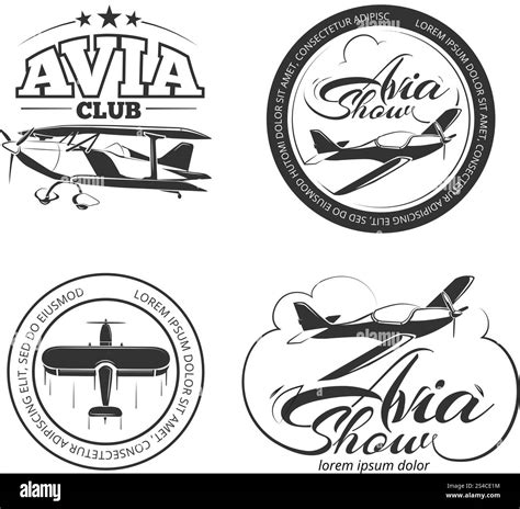Aviation Airplane Vector Badges Logos Emblems Labels Aviation And Airplane Vector Logo Set