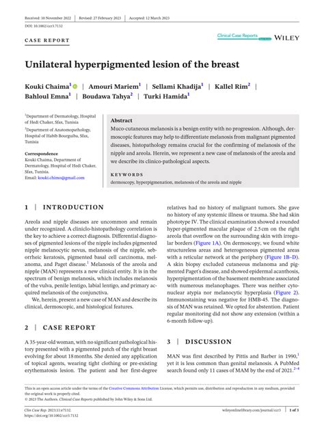 Pdf Unilateral Hyperpigmented Lesion Of The Breast