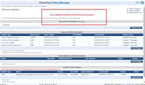 live update clearpass policy manager security