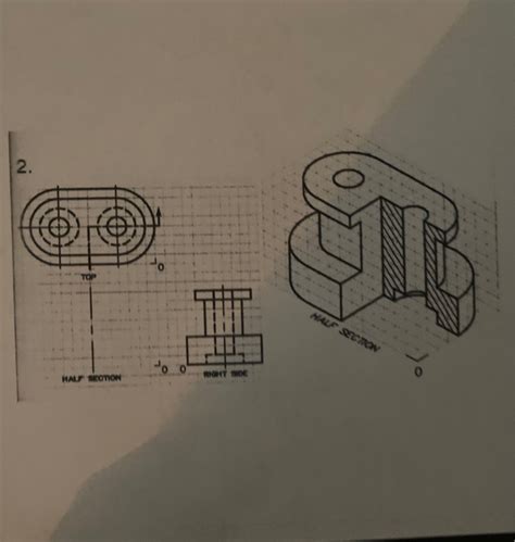 Solved Sketch The Front View As A Half Section Refer To The Chegg Com