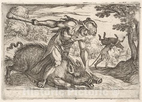 Hercules And The Boar Of Erymanthus Artist Antonio Tempesta