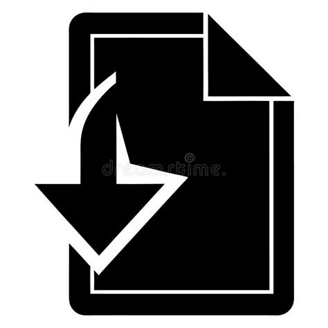 Icon Black And White Document Symbol Download Arrow Minimalist Design Stock Illustration