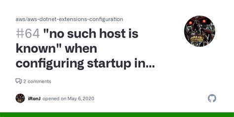 No Such Host Is Known When Configuring Startup In Net Core App · Issue 64 · Awsaws Dotnet