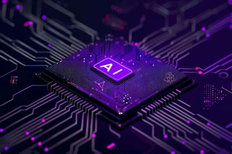 Premium Photo Ai Microchip In A Futuristic Purple Circuit Board Representing Advanced