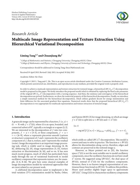 Pdf Multiscale Image Representation And Texture Extraction Using