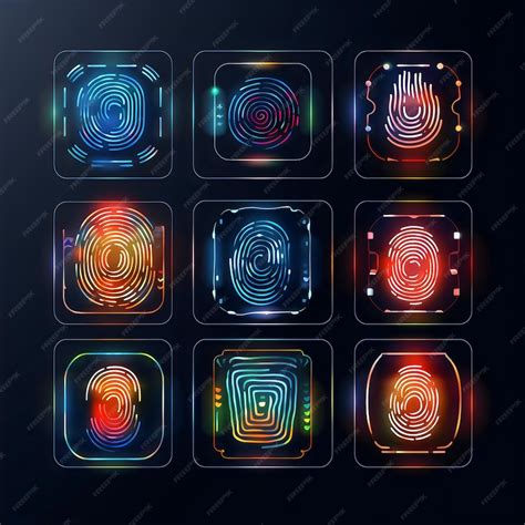 premium ai image artificial intelligence fingerprint icon set created