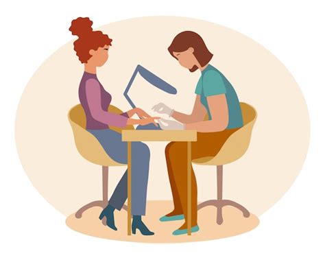 Premium Vector Nail Salon Illustration Manicure Specialist Works With A Young Female Client