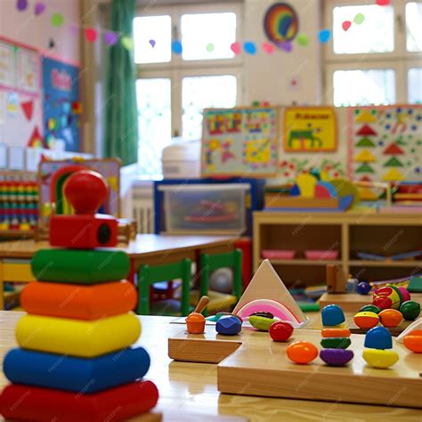 A Colorful Classroom With Educational Toys And Learning Materials For