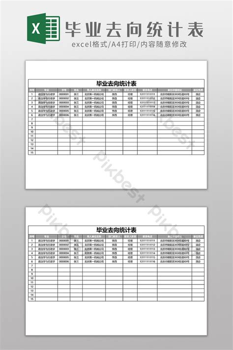 Babe Graduation Destination Statistics Excel Template Excel XLSX Template Free Download