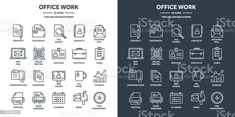 비즈니스 및 사무 업무 계획 및 스케줄링 일일 일정 직원 근무일 사무용 도구 및 문구 용품 문서 서류 작업 얇은 줄 웹 아이콘