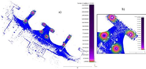 a computed density of tls cloud b detailed view of a tls station