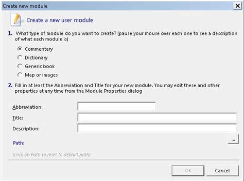 Create New User Module Type Theword Tutorial