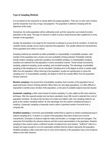 Types Of Sampling Research Methodology Pdf