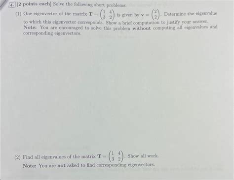 Solved [ 2 points each] Solve the following short problems: | Chegg.com