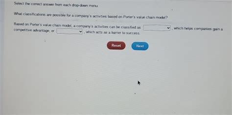 solved select the correct answer from each drop down menu what