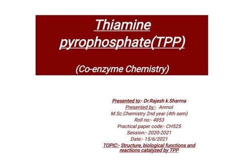 Tpp Coenzyme Chemistry Pdf Chemistry Science
