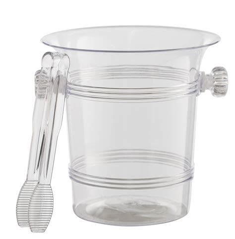 Clear Plastic Ice Bucket With A Tong For Parties