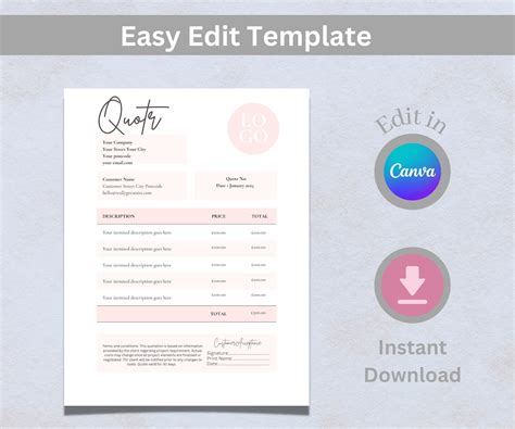 Price Quotation Template Canva Template A Quote Template Price Offer Template Job