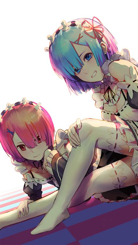 Rem Ram Anime Girls Maid Rezero 4k 42675 Wallpaper Iphone Phone