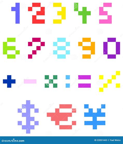 Pixel Numbers Retro 8 Bit Pixels Number Font Vector Illustration Set