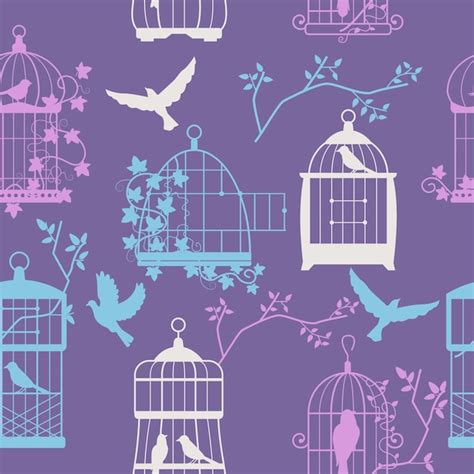 Premium Vector Bird Cage Pattern Seamless Print Of Ornate Wooden Bird Cages With Various