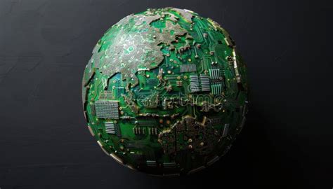 Global Connectivity Represented With A Circuit Board Globe On A Dark