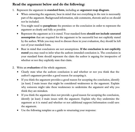 read the argument below and do the following 1
