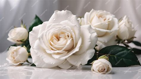 Premium Photo White Rose Background Hd Rose Wallpaper For