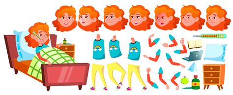 아픈 여자 여 학생 벡터입니다 학교 아이입니다 애니메이션 만들기 세트입니다 감정 제스처를 얼굴 초등 학생입니다 9 월 학생 아픈 사춘기입니다 배너 전단지 브로셔 디자인에 대