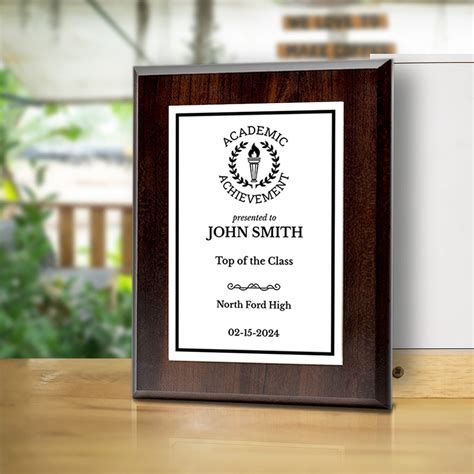 Academic Achievement Customizable Award Plaque Recognition Of Achiev