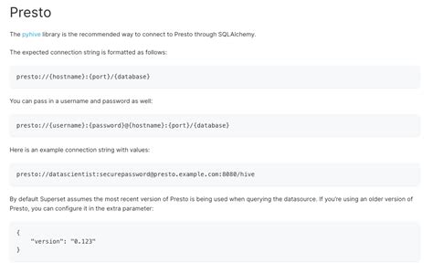 Connecting To Databases For Presto Issue · Issue 23019 · Apache