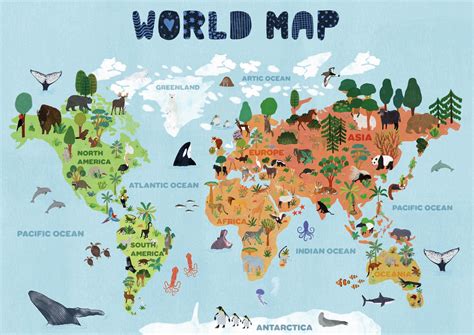 Kartta World map for kids Jota de jai ǀ Kaikki kaupunkikartat ja maailmankartat seinälle