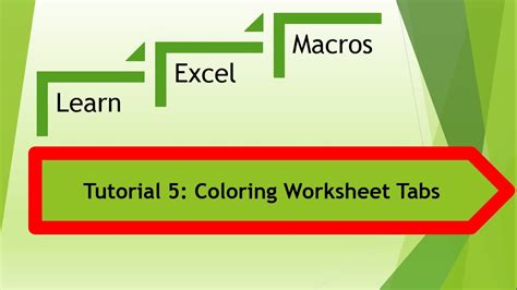 Excel Macro Vba For Coloring Worksheet Tabs Vb Script Youtube