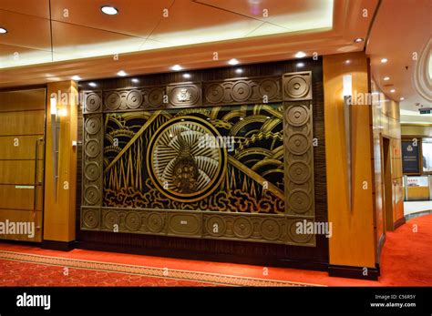 Large Art Deco Panels Decorate The Hallway On Deck 3 Queen Mary 2